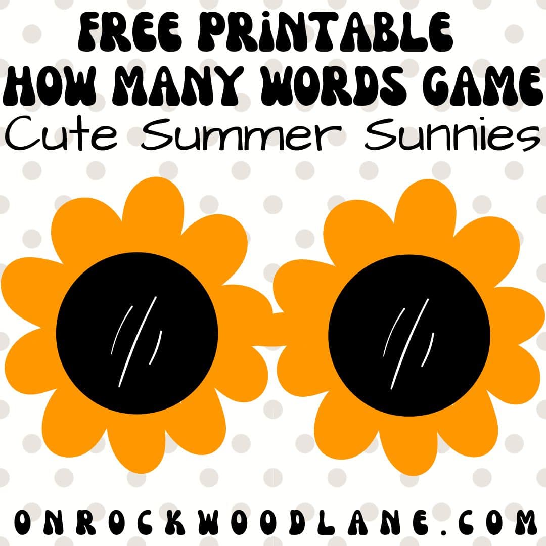 Free Printable How Many Words Can You Make Game: Cute Summer Sunnies